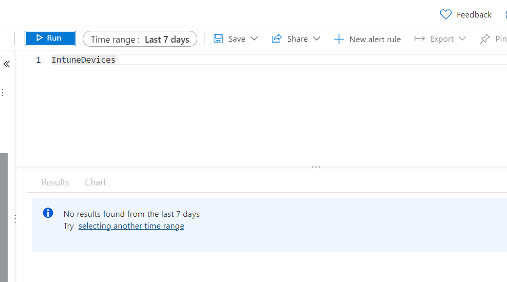 Log analytics IntuneDevice 'No Results Found' - Microsoft Q&A