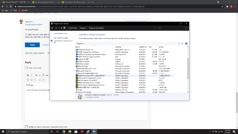 Microsoft Visual C++ 2019 X86 Minimum Runtime - 14.27.29016 Error Popup ...