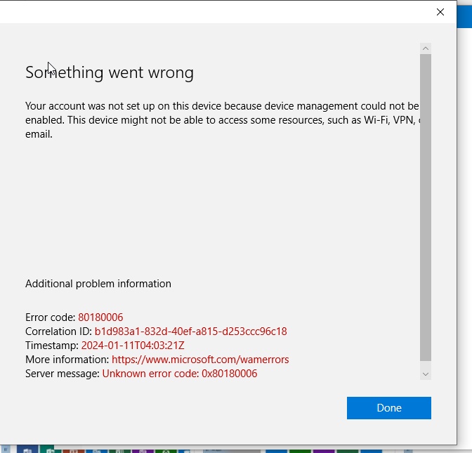 unable to add work account in personal laptop - Microsoft Q&A