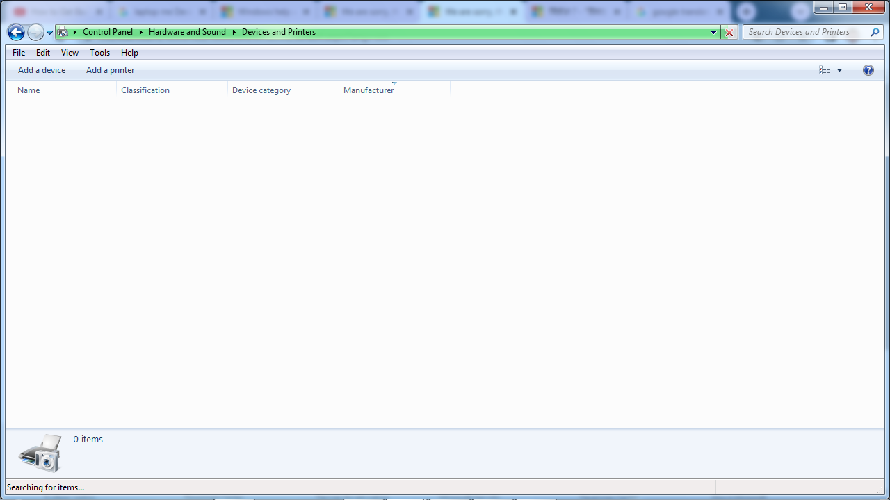 Windows 7 - No items are showing in the "Devices and Printers" panel ...