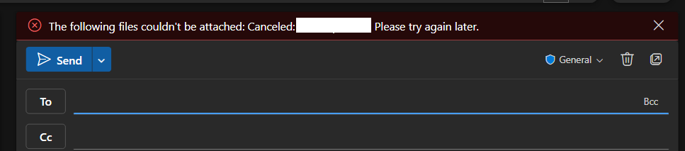 Forward as Attachement - The Following Files Couldn't Be Attached...Please Try Again Later ...
