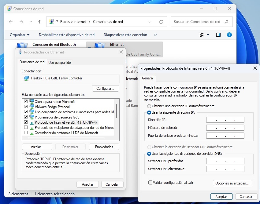acceder directamente a la configuracion ip de la tarjeta de red con un comando - Microsoft Q&A