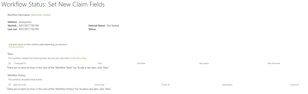 Workflows "Not Started" Initiator "Anonymous" - Microsoft Q&A