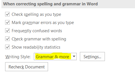 Checking style in proofing in Word 2016 - Microsoft Q&A