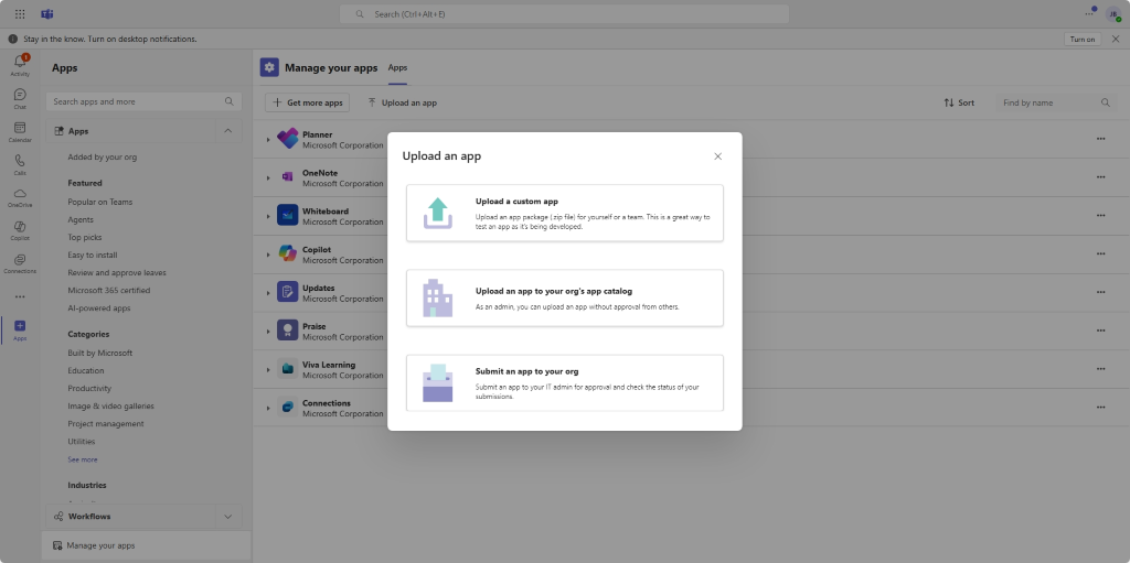 Unable to upload custom apps in Microsoft Teams, even as an administrator. - Microsoft Q&A