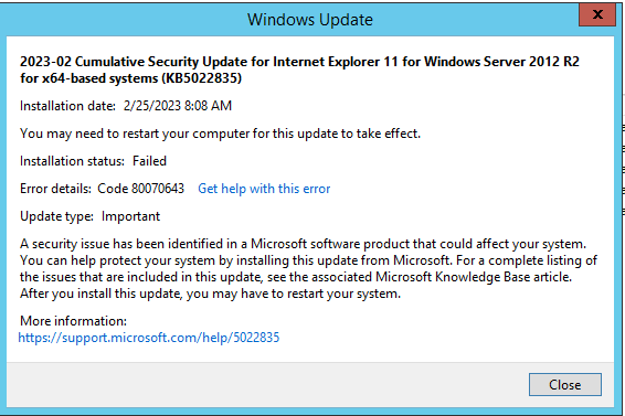 Patch February 2023 - issues with 2012 R2 server patch deployment ...