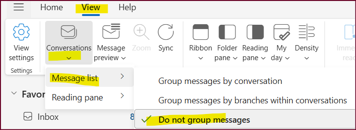 How do I remove the "From" grouping in the new Outlook? - Microsoft Q&A