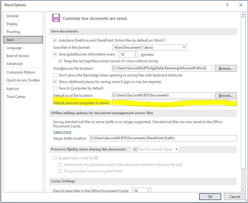 Default Personal Templates Location Not Saving - Microsoft Q&A