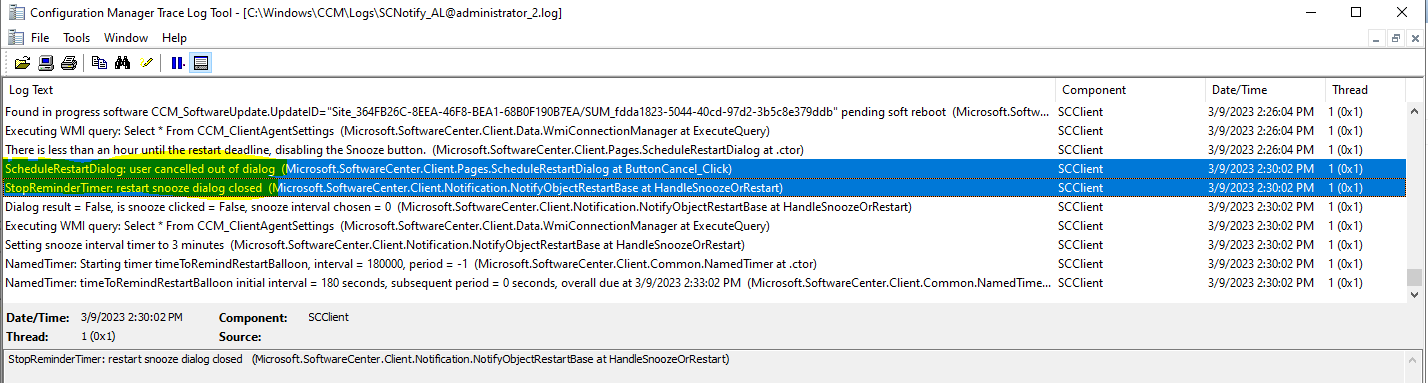 What is the process to find evidence if the user have clicked snooze ...