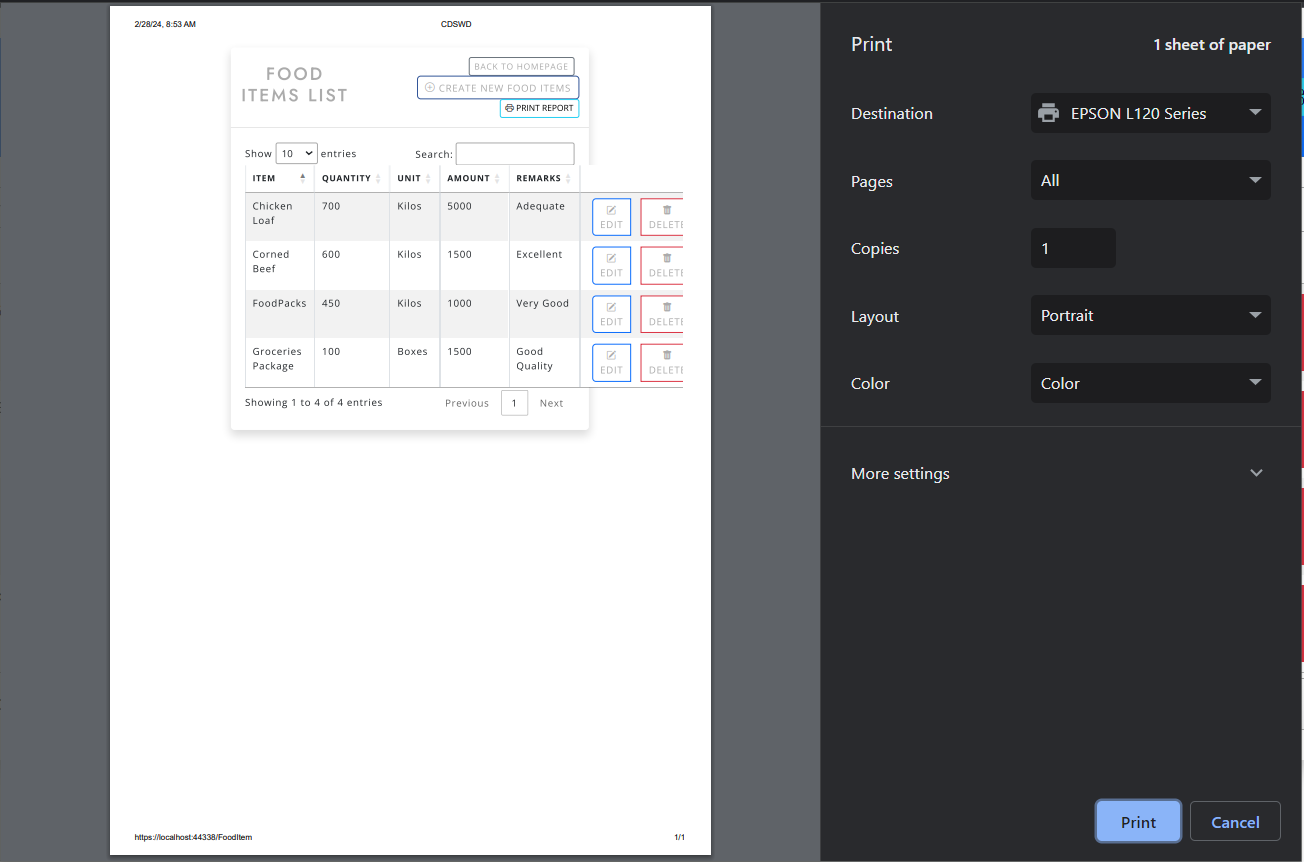 How To Utilize Print Report The Lists Of Data In The Table Of An Inventory Webapp Microsoft Qanda