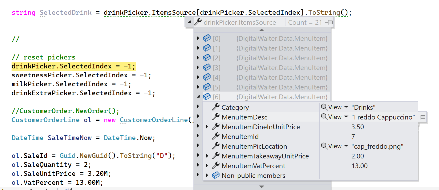 referencing selected item from picker returns the class name, rather than the selected valur ...