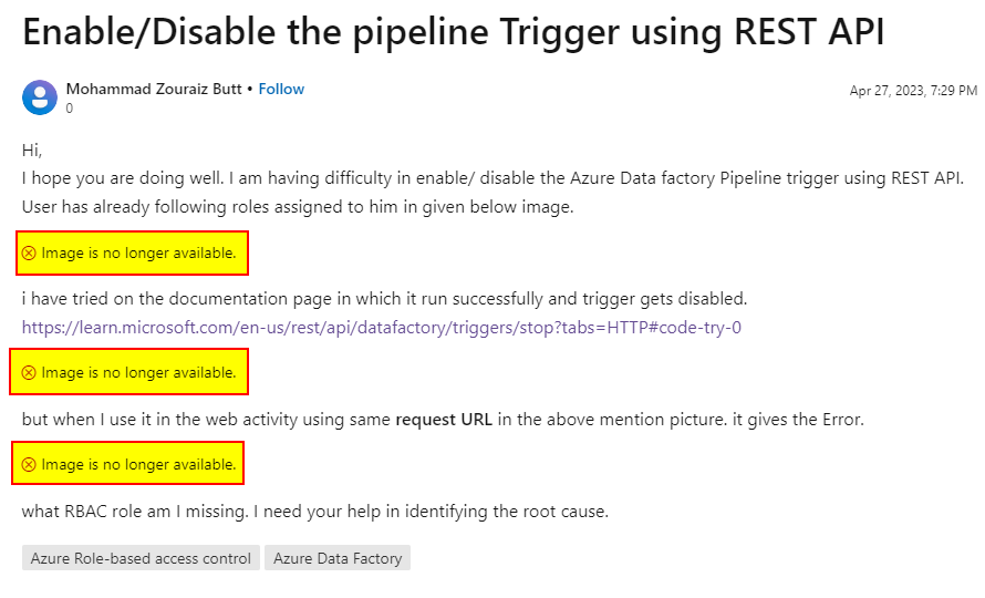 Enable/Disable the pipeline Trigger using REST API - Microsoft Q&A
