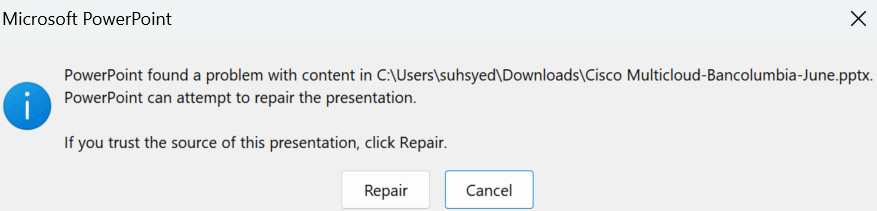 'Sorry Powerpoint can't read' that is what i get every time I try to open a PP file. I tried ...