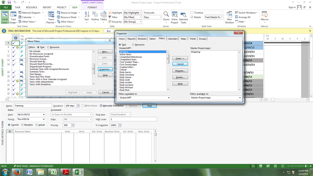 MS Project Custom Filter Disappeared - Microsoft Q&A