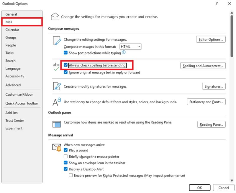 Spell Check Turning off in Outlook - Microsoft Q&A