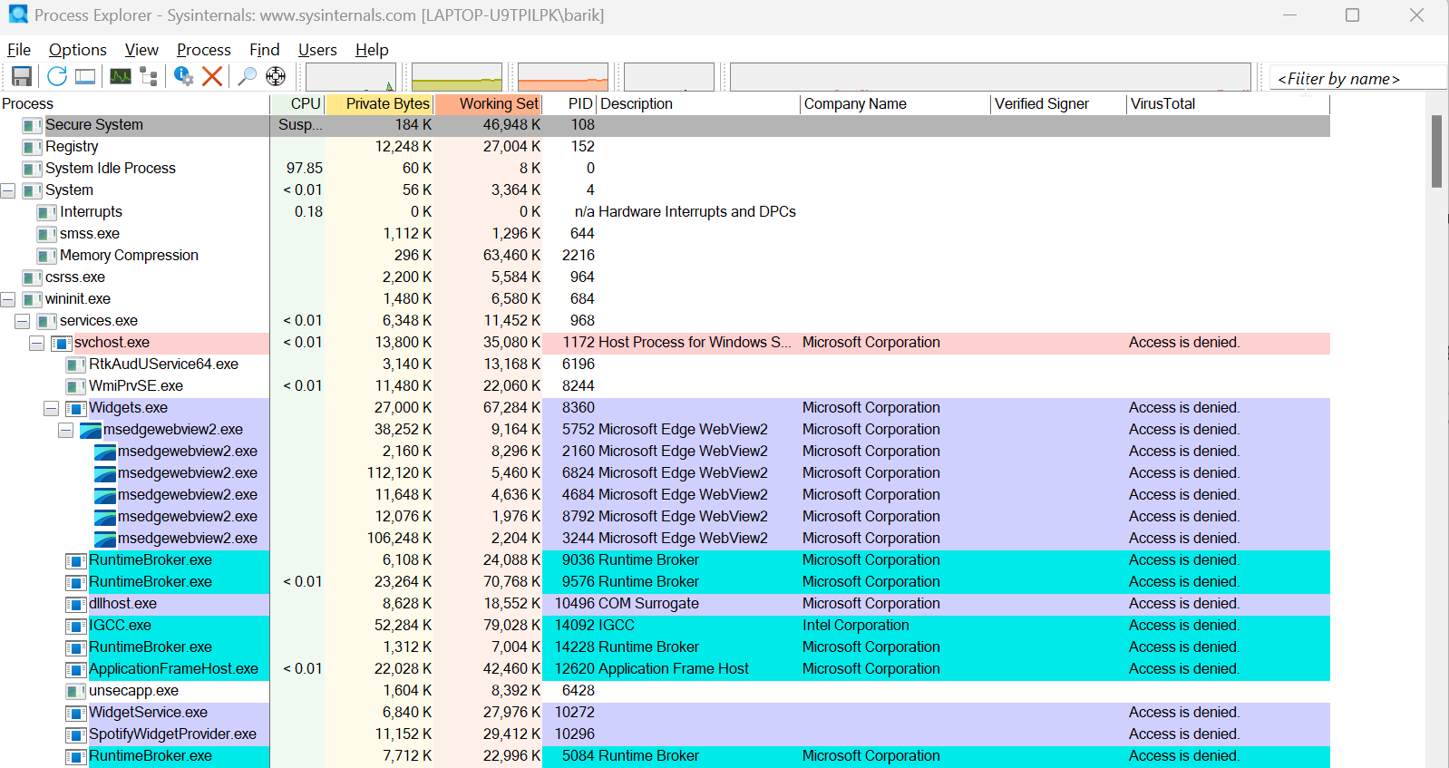 Process Explorer Virus Total functionality not working - Microsoft Q&A