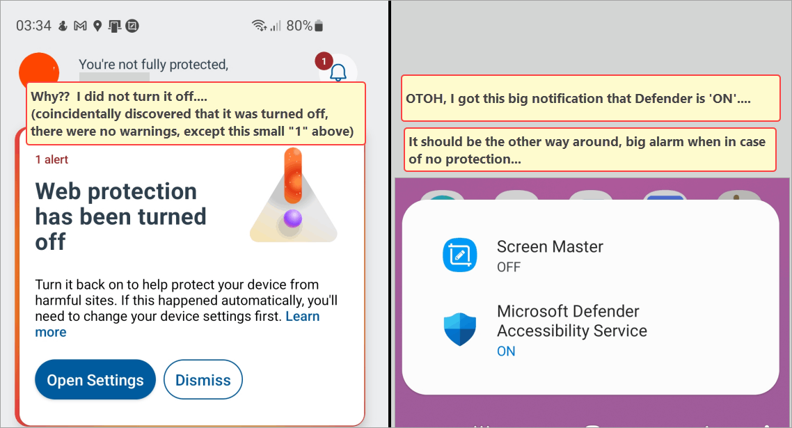 Microsoft Defender Accessibility Service ON - notification - Microsoft Q&A