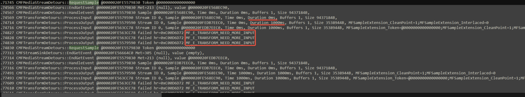 RequestSample over requested because of MF_E_TRANSFORM_NEED_MORE_INPUT ...