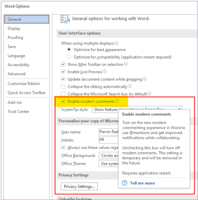 How to disable modern comments in Word? - Microsoft Q&A