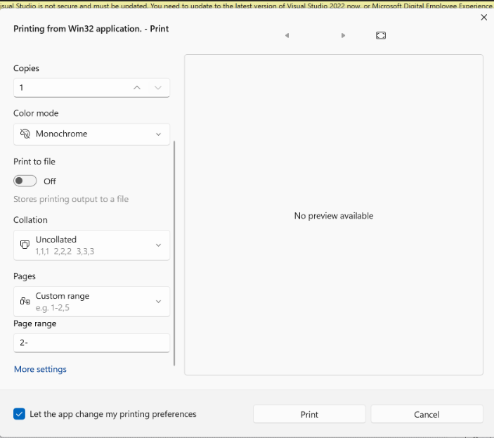 How To Programmatically Force Use Of The Old Print Dialog In Windows 11 22h2 Microsoft Qanda