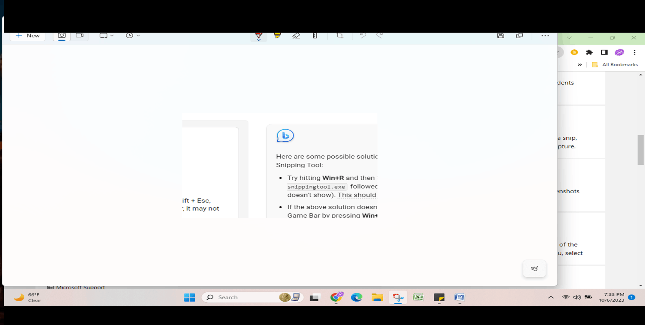 There is no "X" in the top right of screen to close snipping tool ...