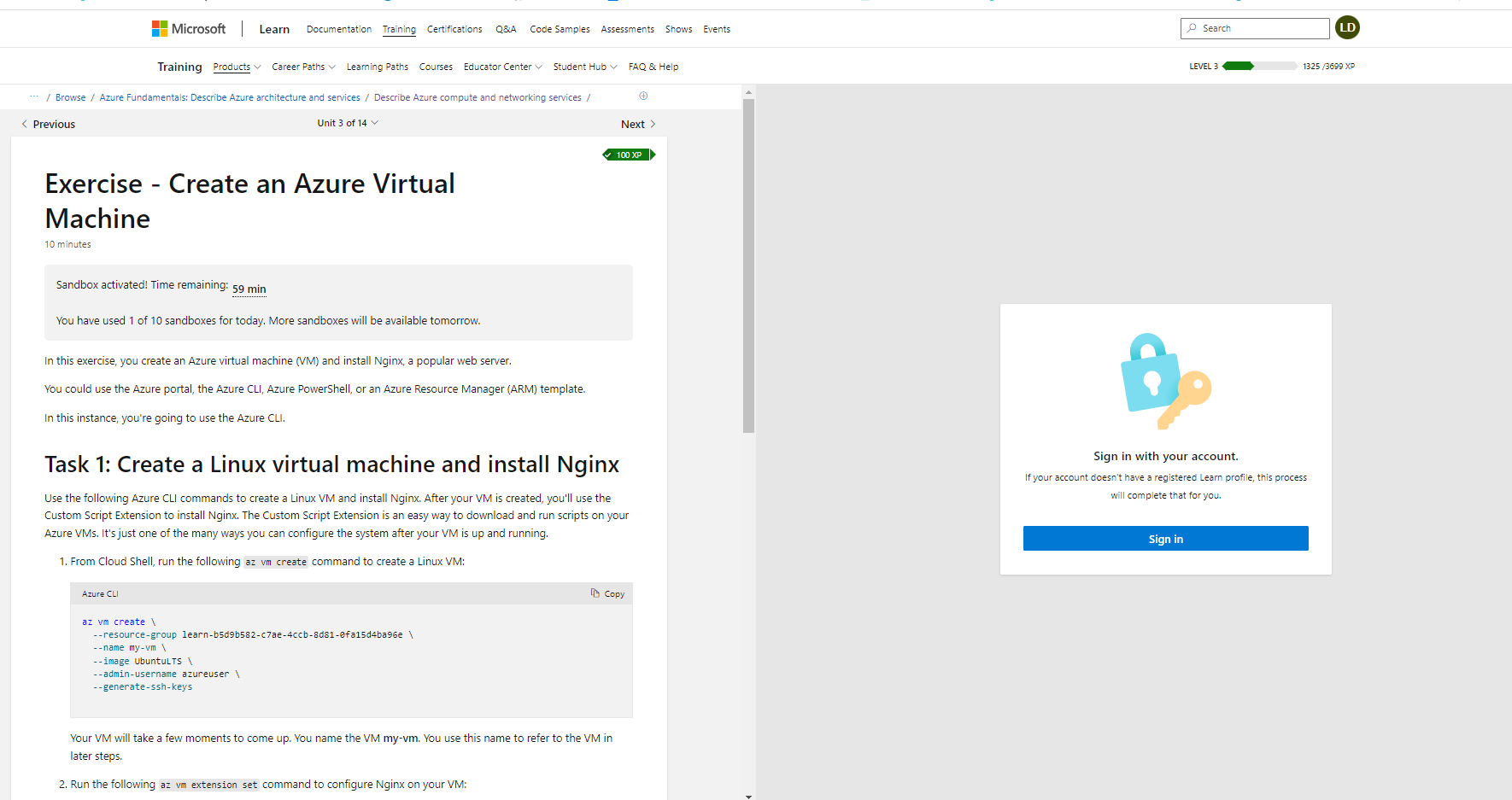 While Trying To Create A Vm In The Sandbox Environment Sign In Loop Microsoft Qanda