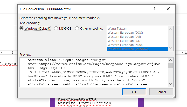 Issues embedding HTML File in Outlook 16 - Microsoft Q&A