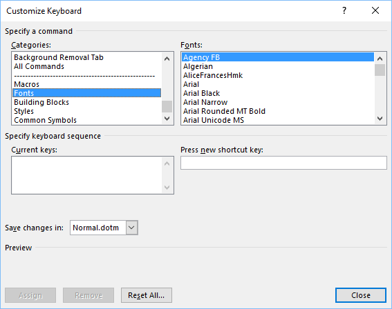 Hot key for font - Microsoft Q&A