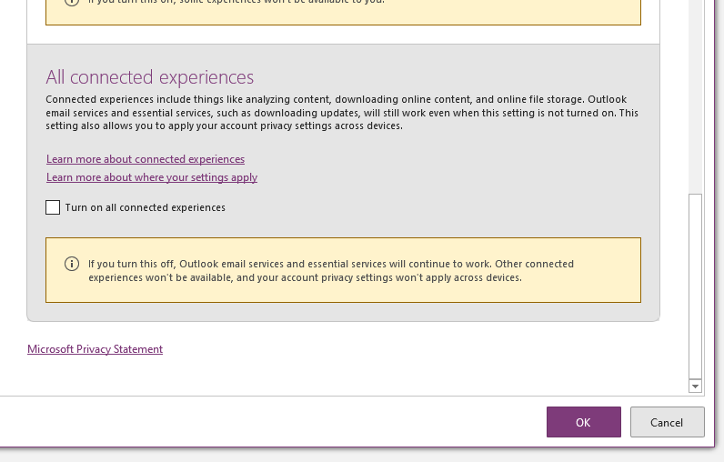 How to remove OneNote "Some connected experiences aren't available ...