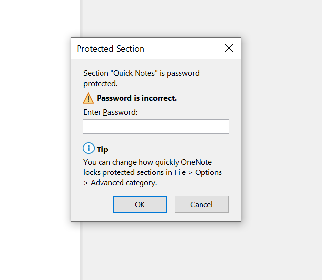 Password Reset for a Tab Note in OneNote - Password Protected section ...