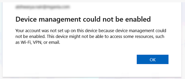 Error while adding work account in Windows 11 - Microsoft Q&A