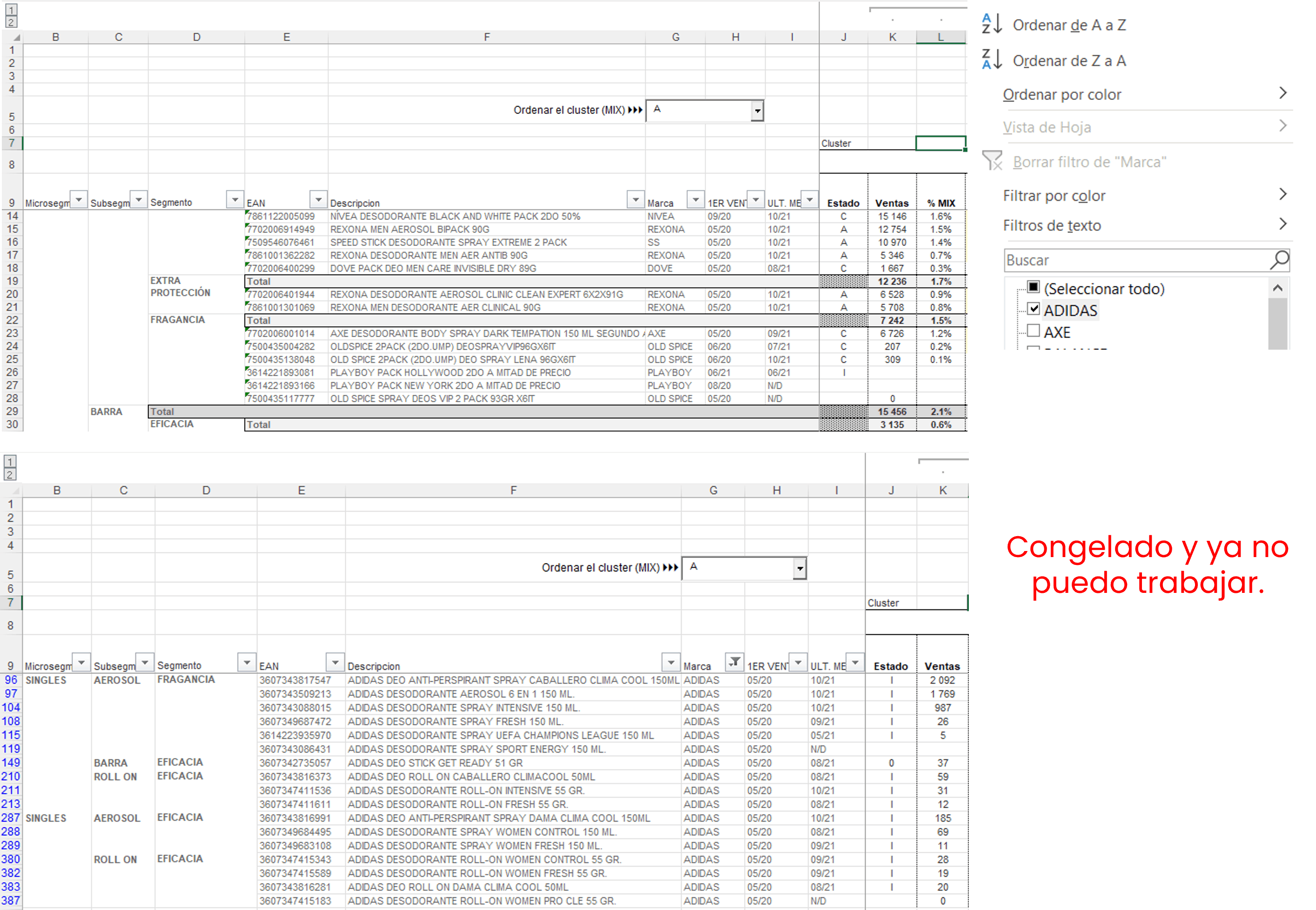 Excel congelado al aplicar filtro en reporte : Microsoft 365 ...