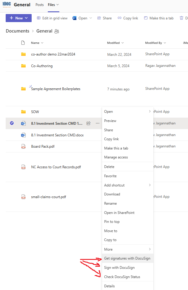 How can we create custom action menu (contextual menu) for documents under the default Files Tab ...