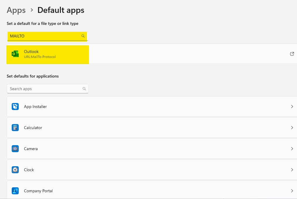 How to change Default Settings MAILTO app to Outlook APP. Currently the default App is Microsoft ...