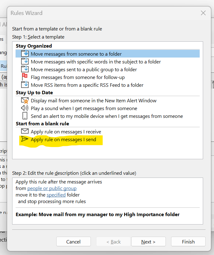 how can we copy sent email from certain domain, to specified folder. each domain has its own ...