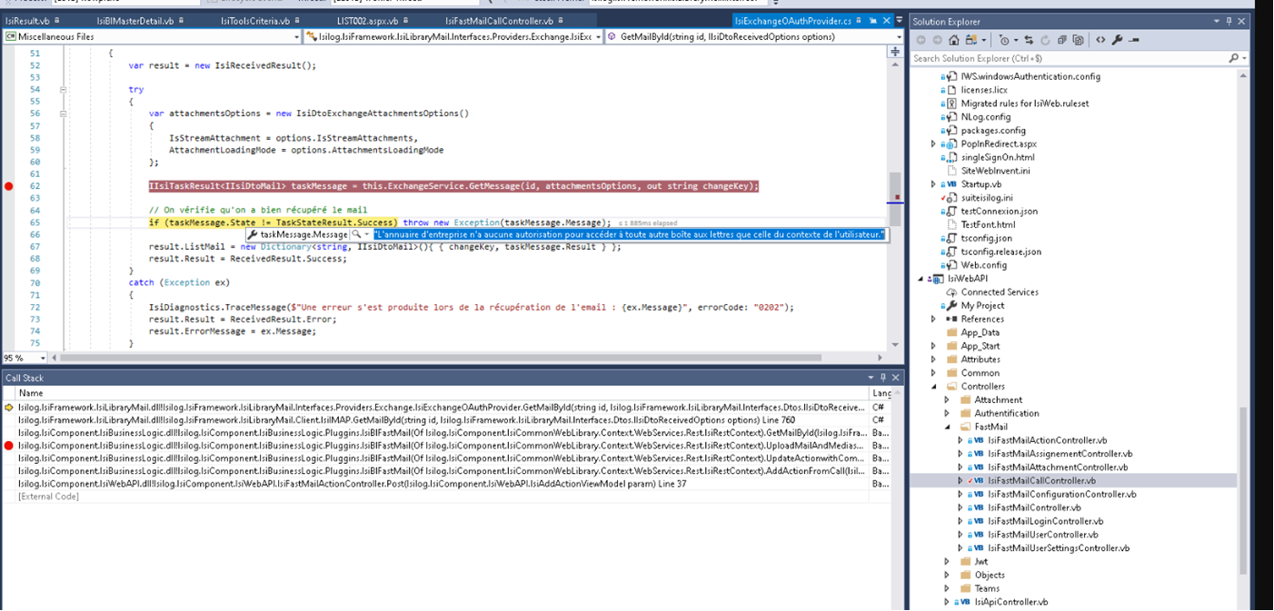 Unable to get a message in another user mailbox despite the correct ...