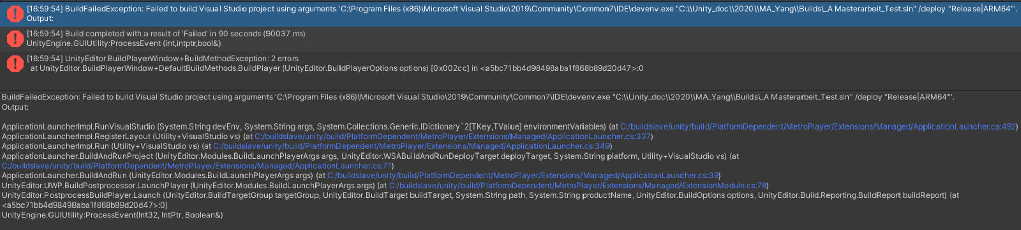 Can't 'build and run' in unity 2020.3.34f1 for HoloLens2 - Microsoft Q&A