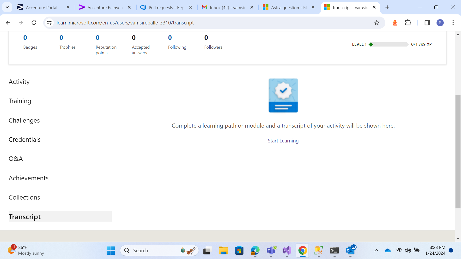 I am not able to find my transcripts for az-900 and sc-900 - Microsoft Q&A