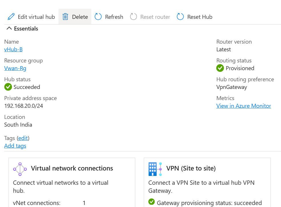"Azure Virtual Wans - vwans | Connection Status of the HUb: NOT ...