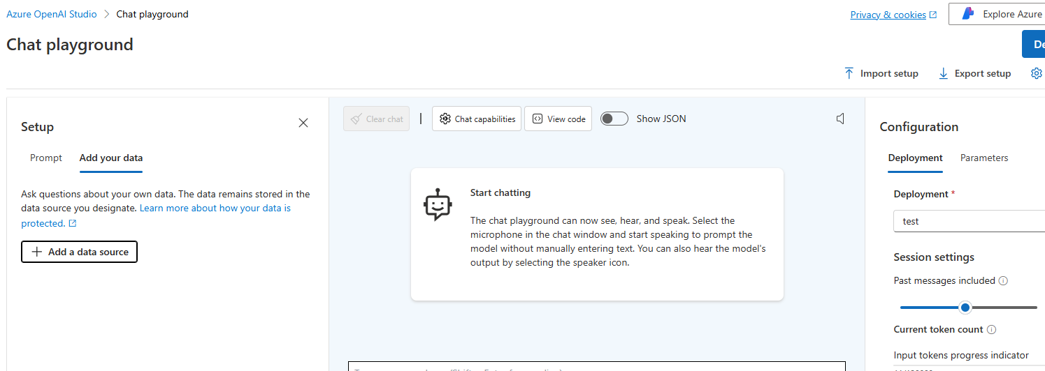 Azure OpenAI Chat Playground: "We couldn't connect your data An unexpected error occurred while ...
