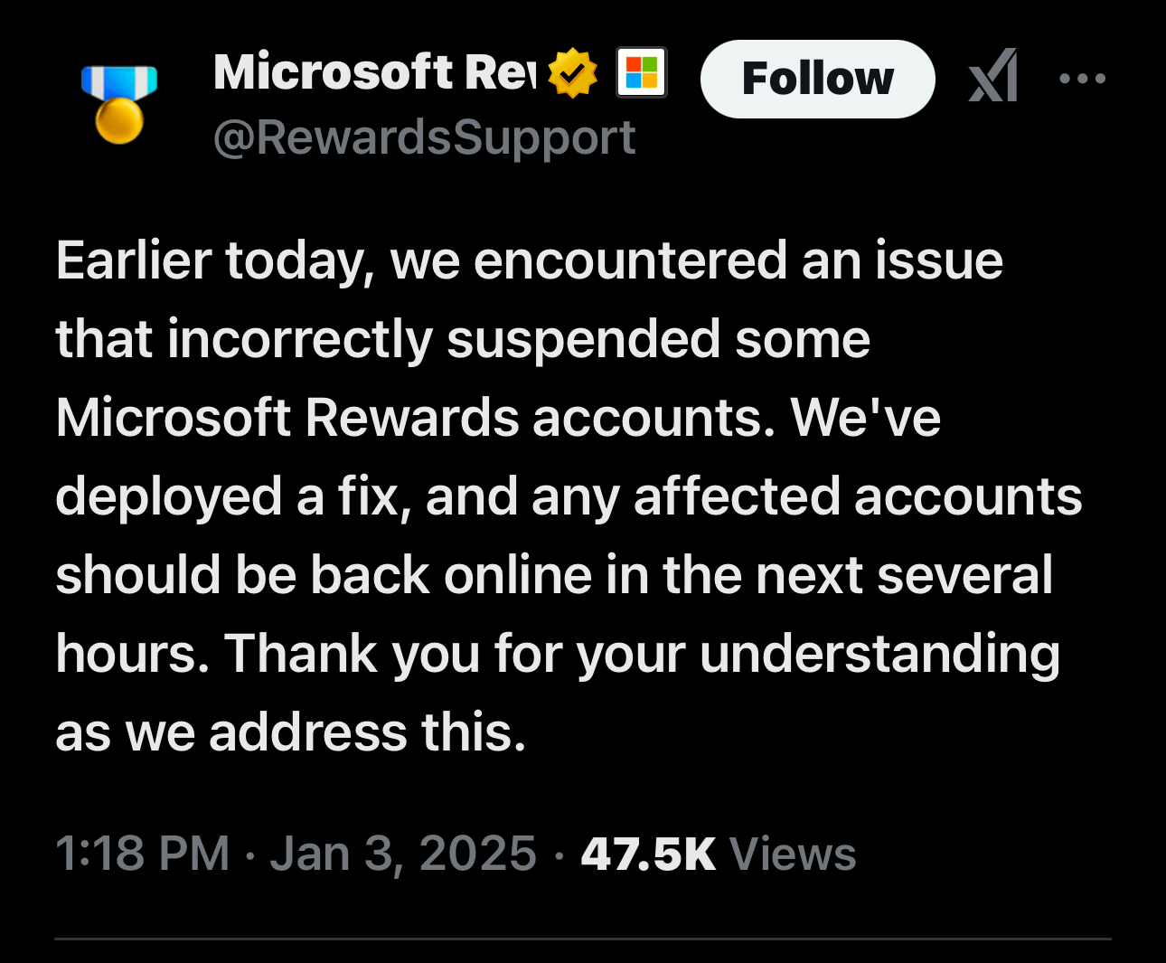 Mi Cuenta de Microsoft Rewards fue suspendida por razones que no ...