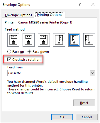 Envelopes print upside down - Microsoft Q&A