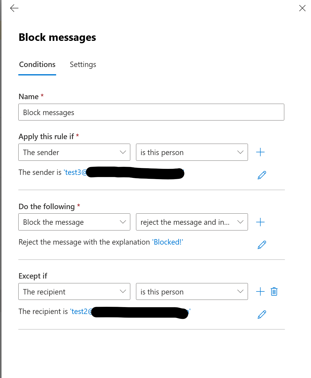 Unable to block messages sending outside the organization for particular shared mailbox ...