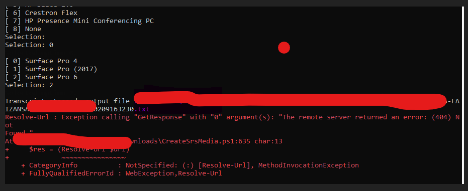 Microsoft teams room script failing CreateSrsMedia.ps1 script ...