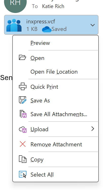 Cannot save VCF attachments in Outlook email directly to Outlook Contacts - Microsoft Q&A
