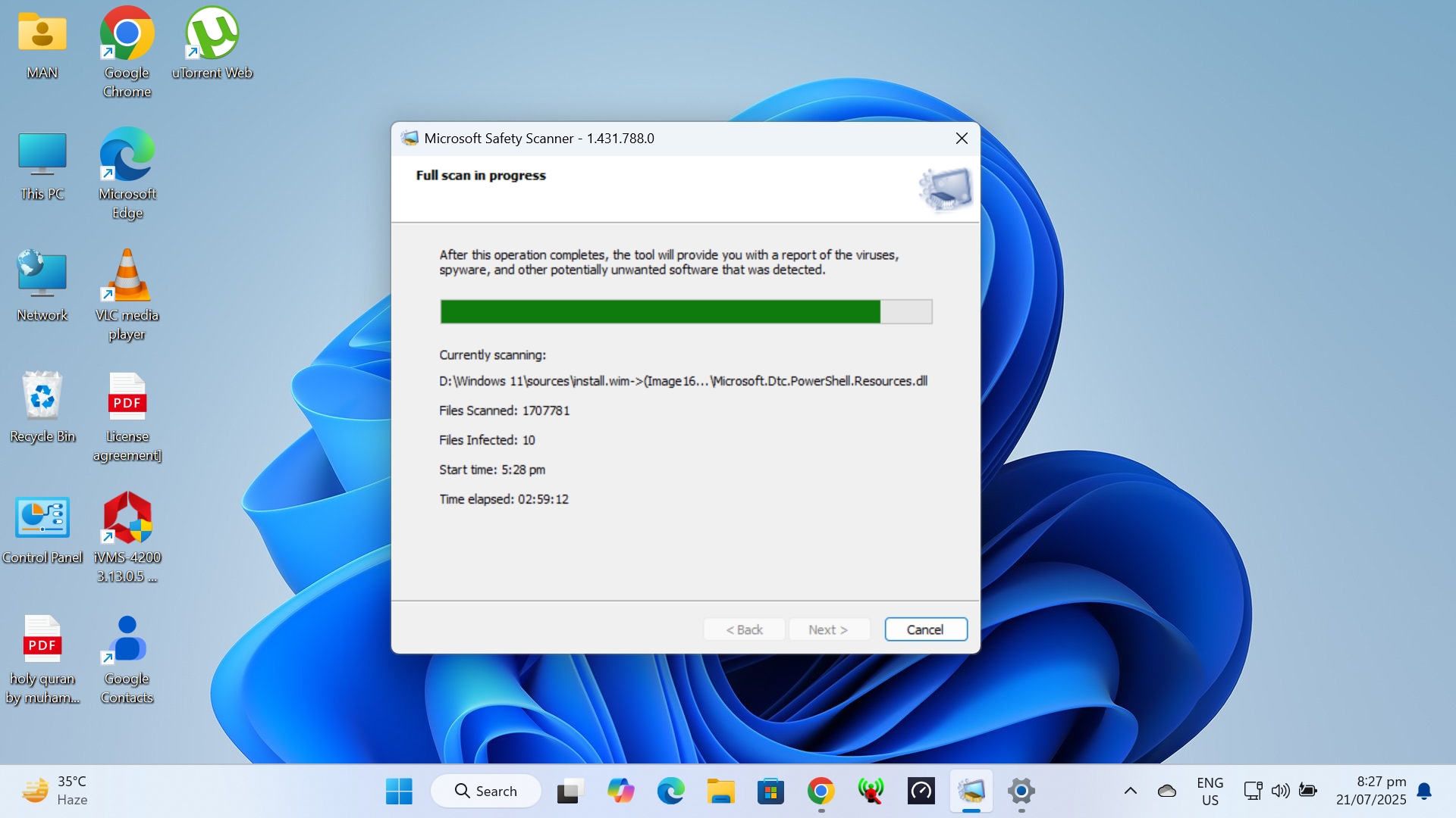 Microsoft Safety Scanner detests 10 infected files during scan but at ...