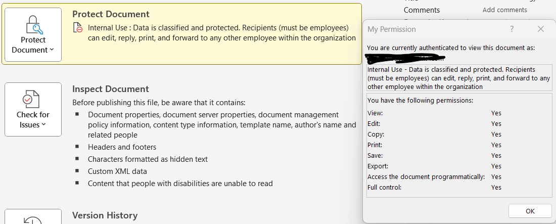 Unable to change sensitivity label on a Word document that I own ...