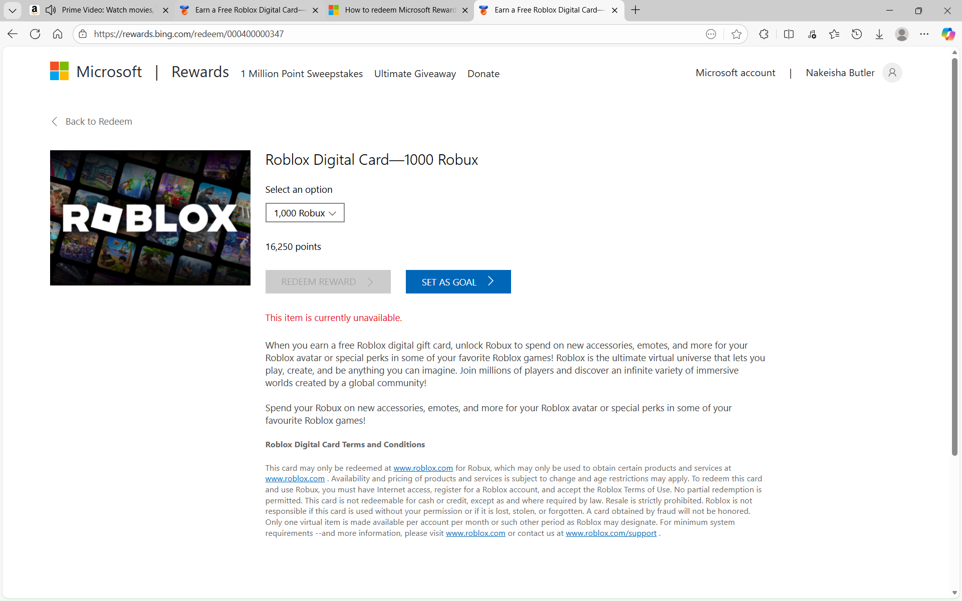 Why can't I redeem a reward that's offered on the Redeem page ...