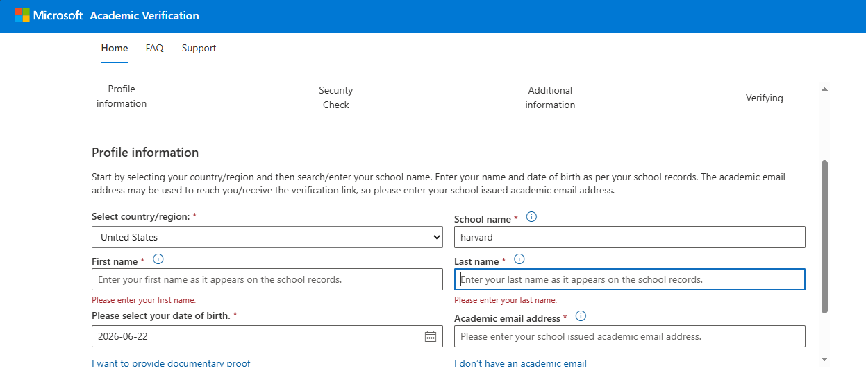 School Name Search Suggestions Not Appearing in Academic Verification ...