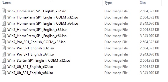Size of windows 7 iso files - Microsoft Q&A